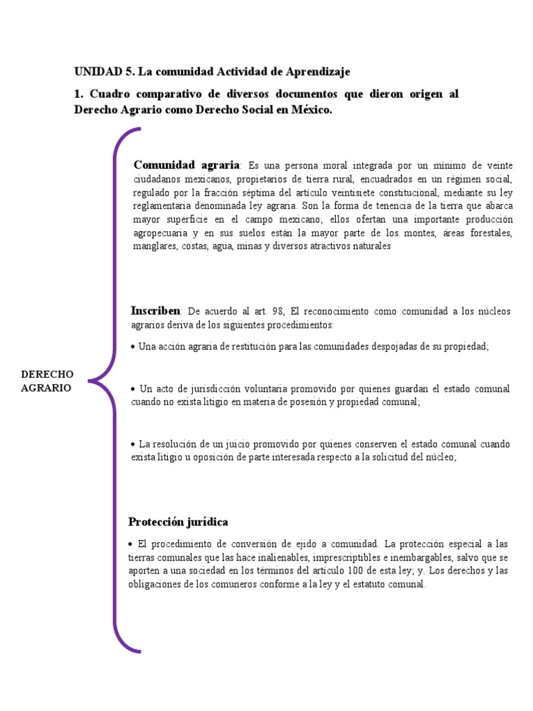 Definición y Efectos del Núcleo Agrario | PDF | Dominio eminente ...