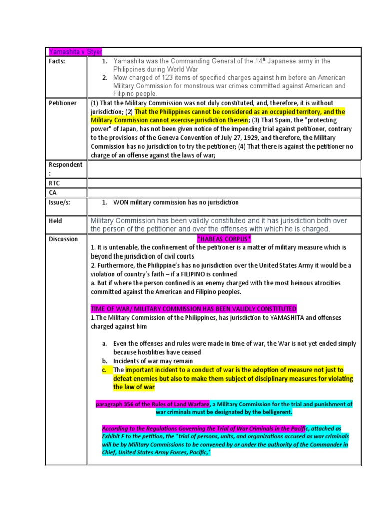 2 - Yamashita V Styer | PDF | War Crime | Military Justice