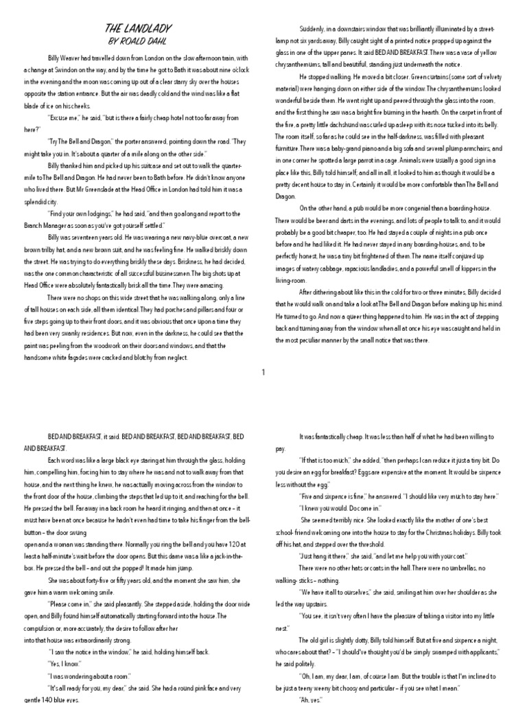 The Landlady | PDF