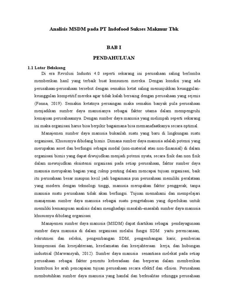 Contoh Analisis - MSDM - Indofood | PDF