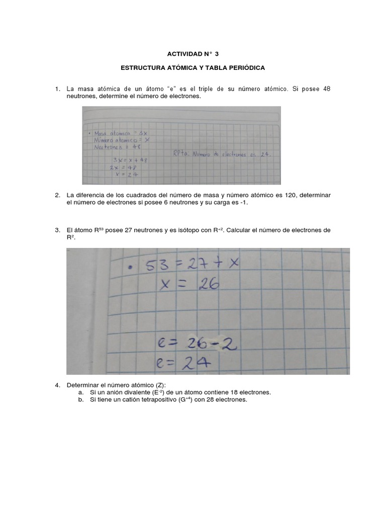 PRACTICA DIRIGIDA #3 - Estructura Atomica | PDF | Átomos | Electrón