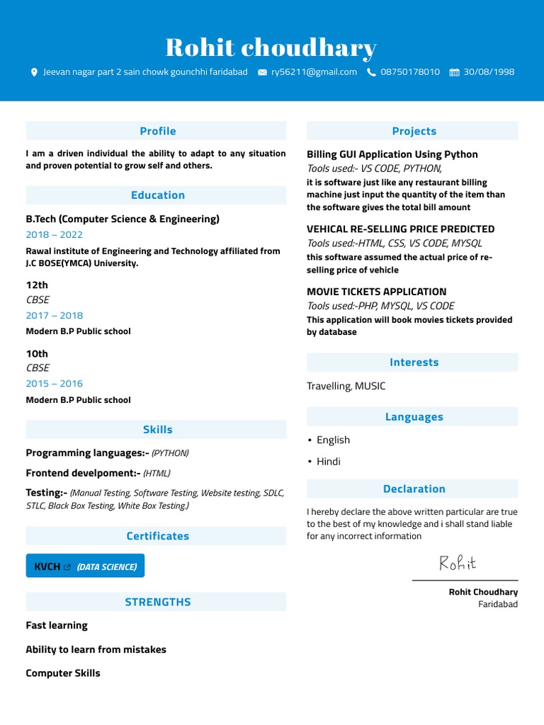 Rohit Choudhary Resume | PDF | Software | Software Development
