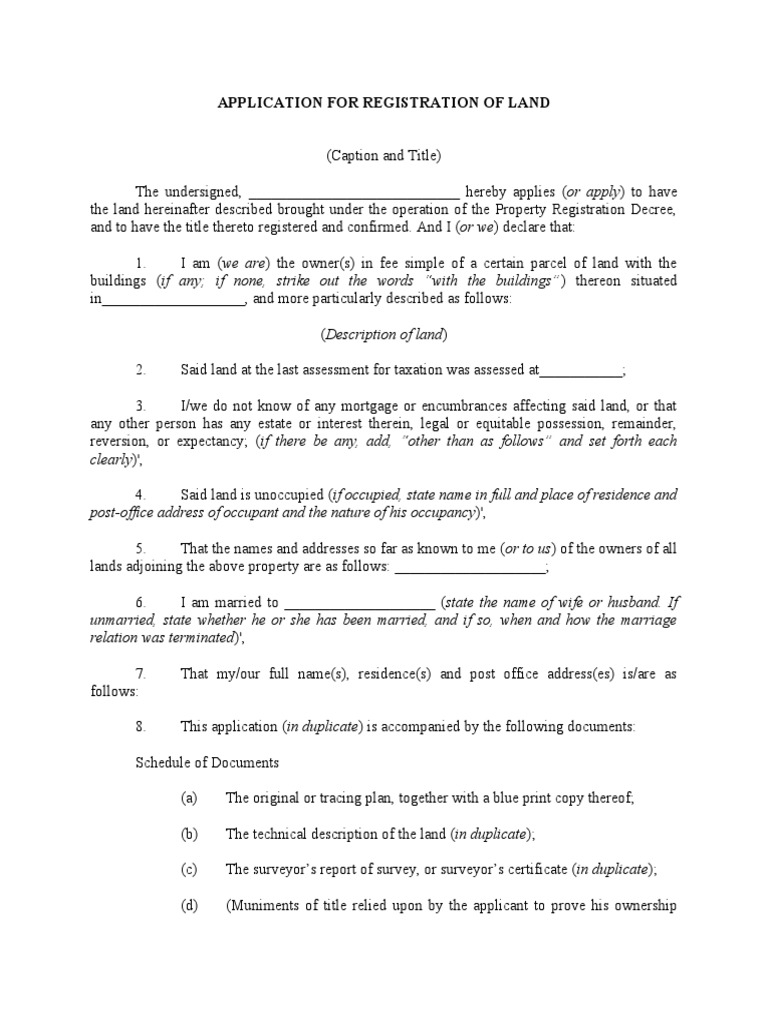 Application For Registration of Land | PDF