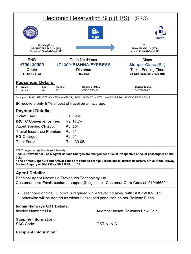 Ticket IXITRS52464244873743 | PDF | Identity Document | Service Industries