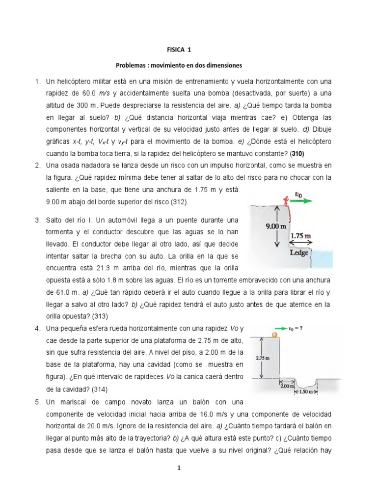 Problemas Movimiento Dos Dimension | PDF | Obús | Velocidad