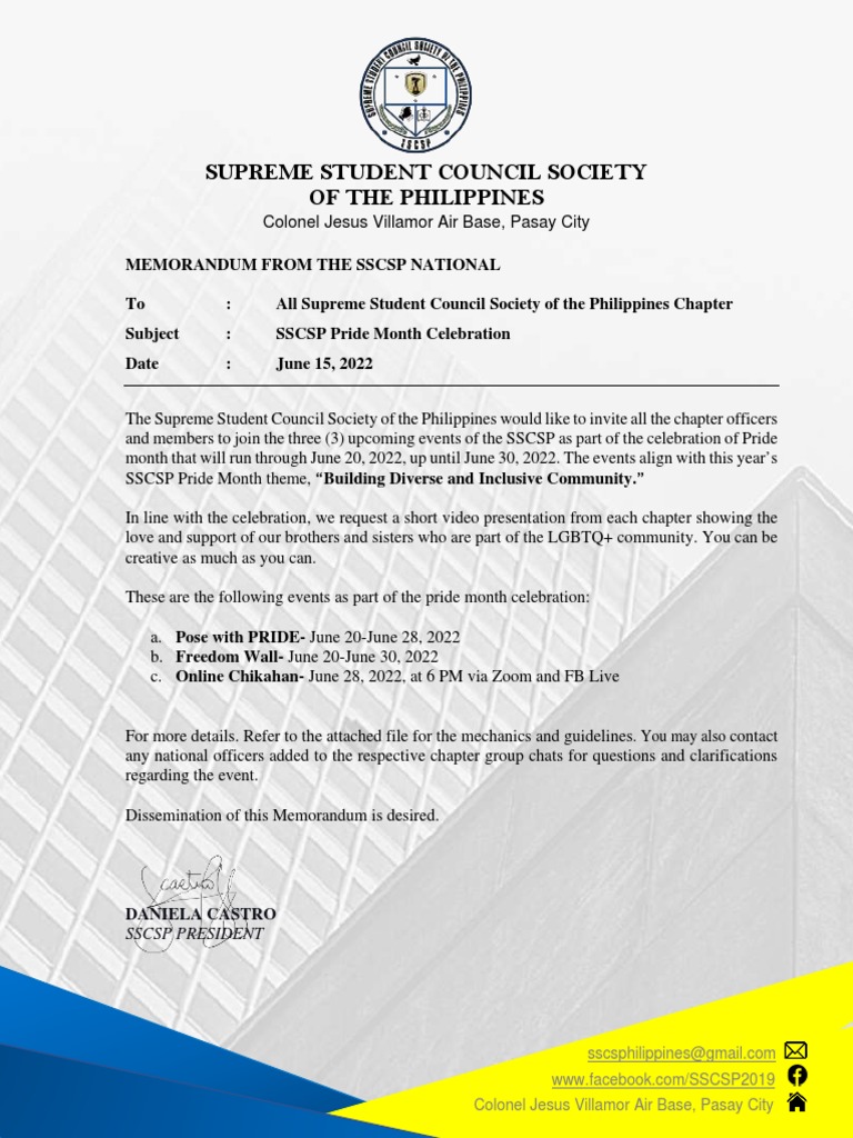 SSCSP Memo - Pride Month | PDF | Facebook | Communication