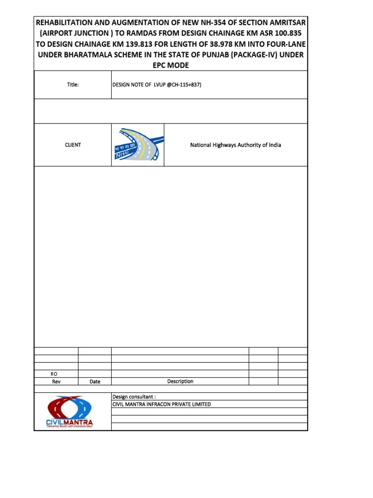 Design Note of Lvup CH-115+837 | PDF | Structural Load | Chemistry