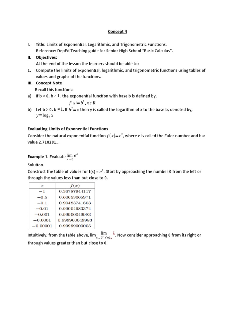 Concept 4 | PDF | Logarithm | Function (Mathematics)
