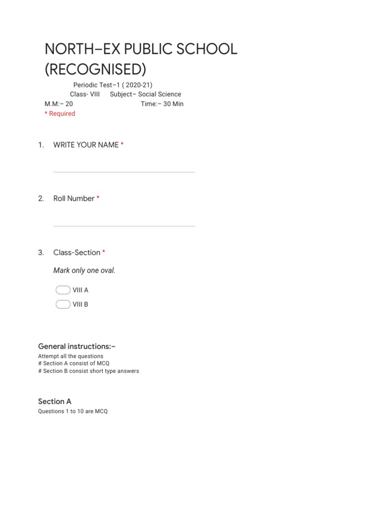 Social Science Class 8 Periodic Test 1 Question Paper | PDF | Resource ...