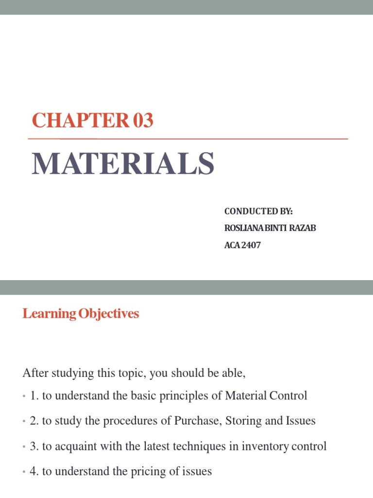 chapter 3-material cost | PDF | Inventory | Business