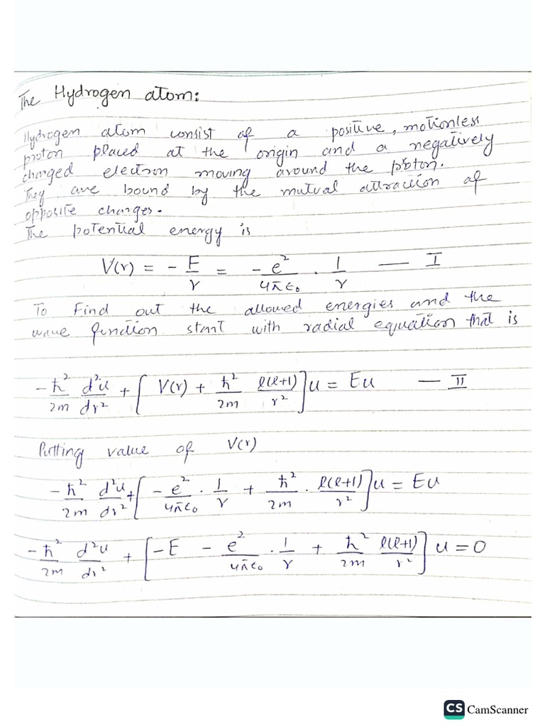 Hydrogen Atom | PDF