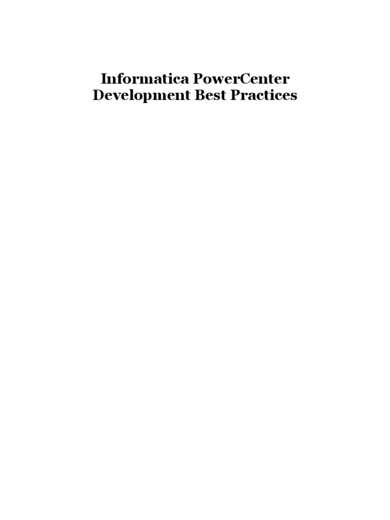 Informatica Power Center Best Practices | PDF | Database Index | Cache (Computing)