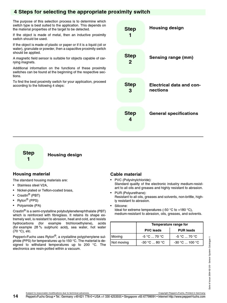 PF Sensor Selection Guide | PDF | Electrical Connector | Inductor
