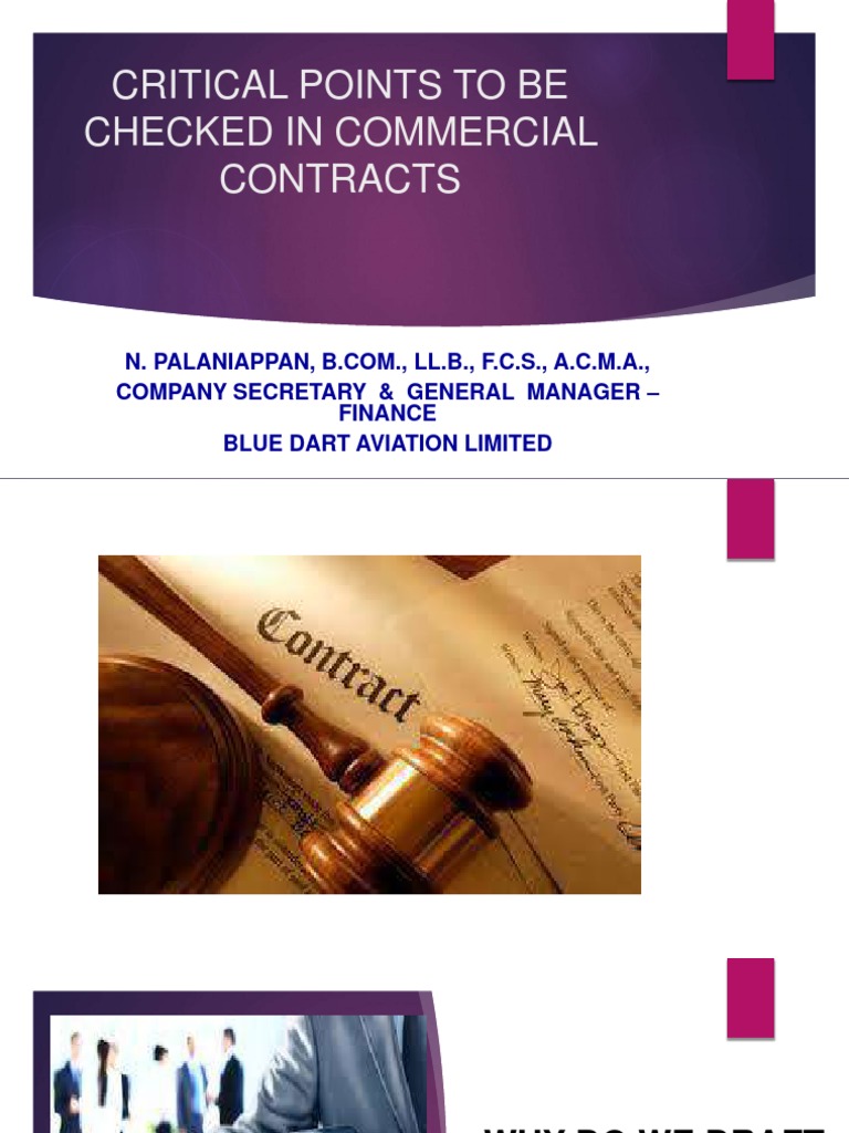 Critical Points To Be Checked in Commercial Contracts | PDF | Indemnity ...