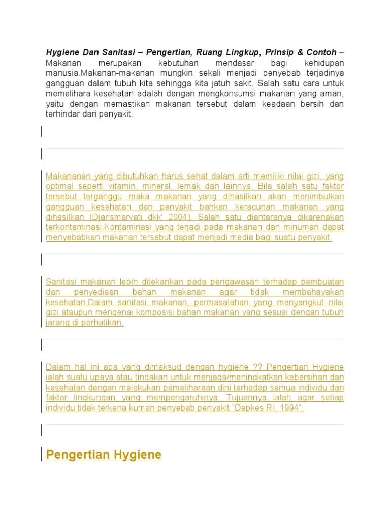 Hygiene Dan Sanitasi | PDF | Kesehatan Holistik