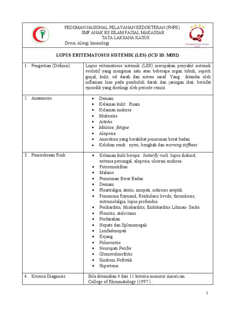Anak - Lupus Eritematosus Sistemik (Les) | PDF