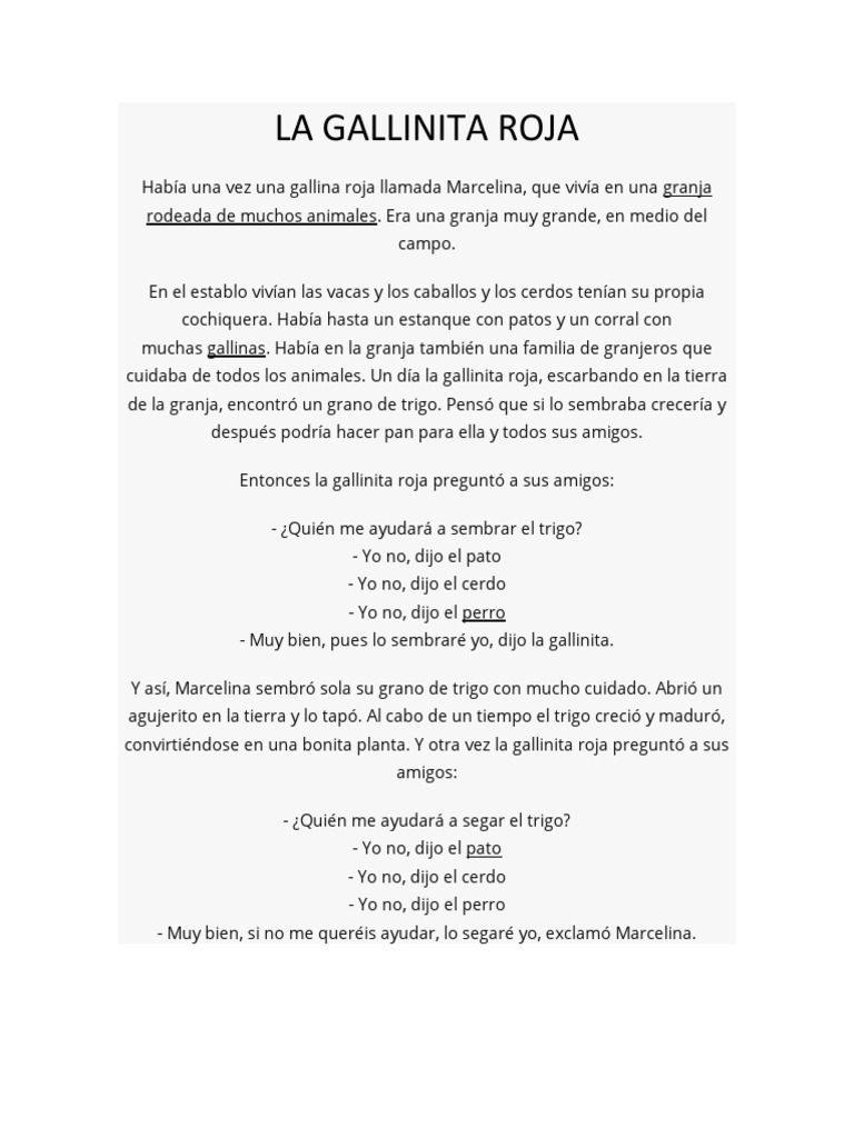 La Gallinita Roja | PDF