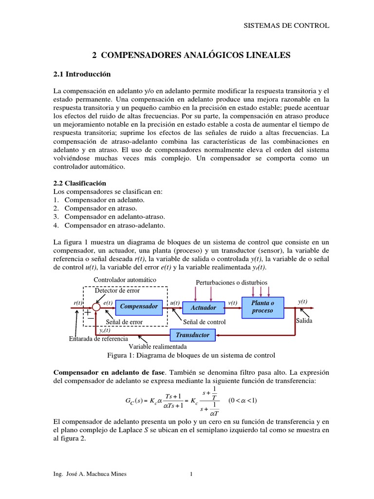 Compensadores Analogicos | PDF | Sistema de control | Matemáticas Aplicadas
