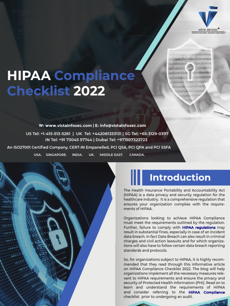 HIPAA Compliance Checklist 2022 | PDF | Health Insurance Portability ...