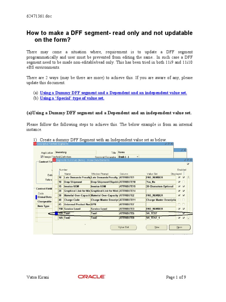 How To Make A DFF Segment Read Only | PDF