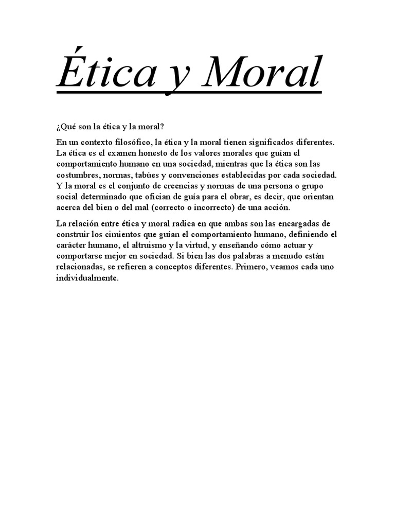 Ética y Moral | PDF | Moralidad | Etica Aplicada