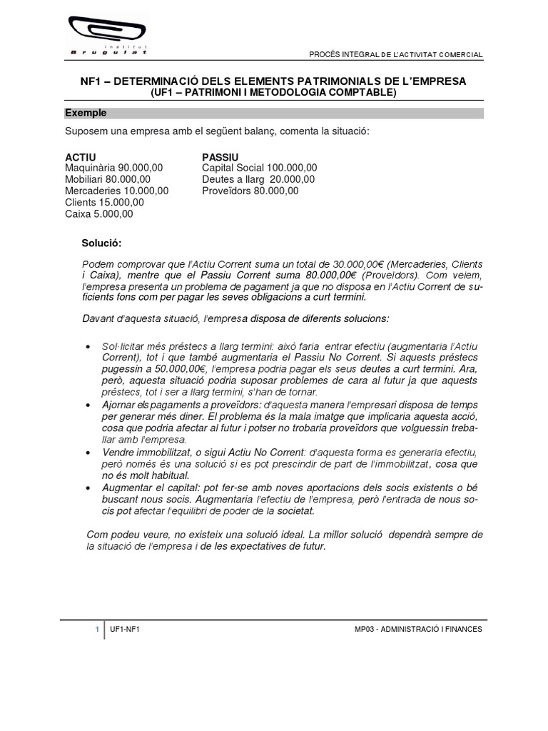 Activitat 1 NF1-UF1 (Masses Patrimonials) | PDF