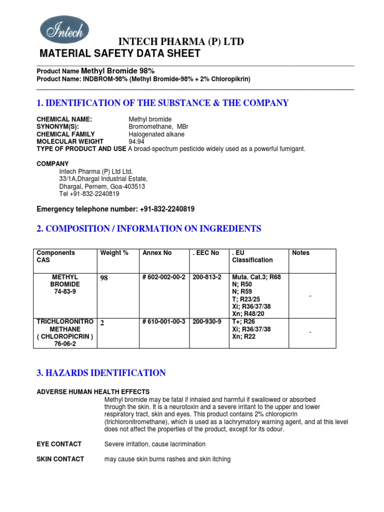 MSDS Intech | PDF | Toxicity | Carbon Dioxide