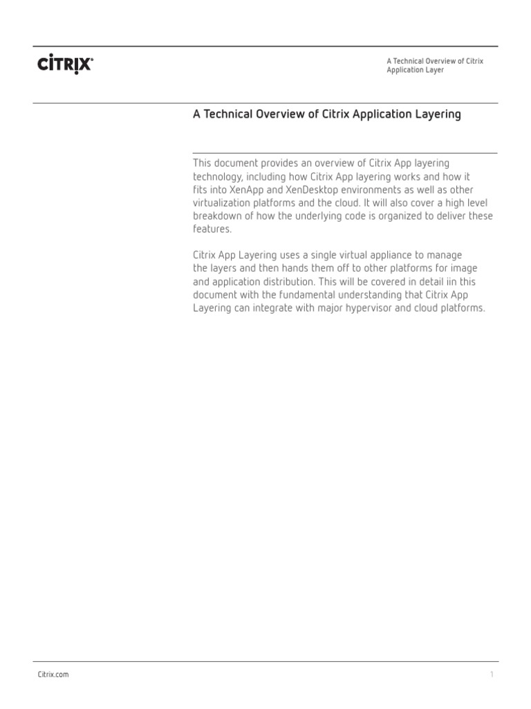 Citrix Application Layering Technical Overview | PDF | Operating System ... Citrix Application Layering Technical Overview | PDF | Operating System ...