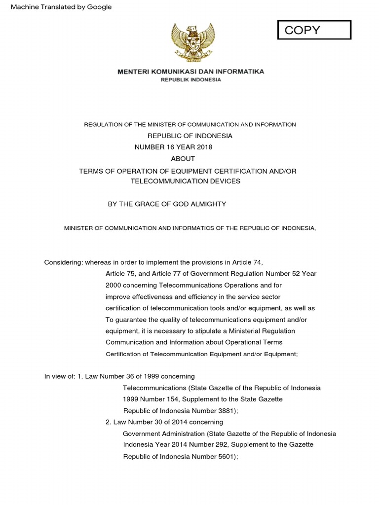 Certification Rules for Telecom Equipment | PDF | Telecommunications ...