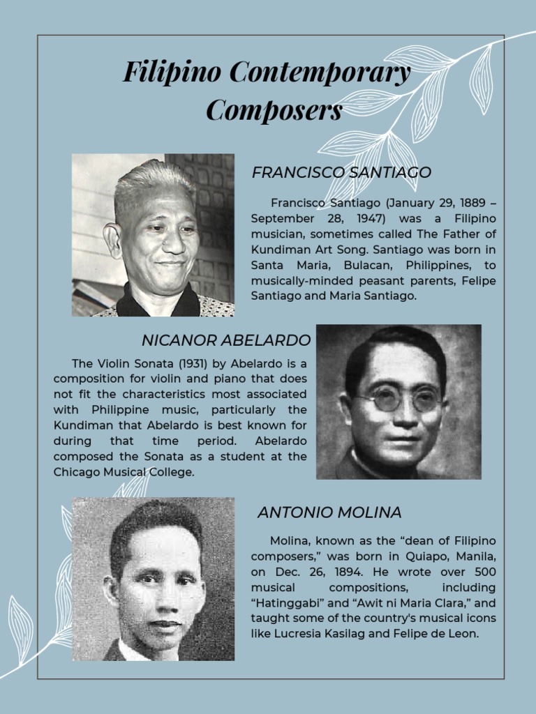 Filipino Contemporary Composers Overview | PDF | Performing Arts | Classical Music