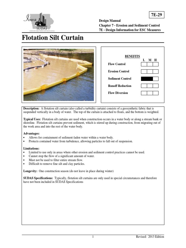 IOWA SUDAS-Silt Curtain Design Consideration | PDF | Sediment | Erosion