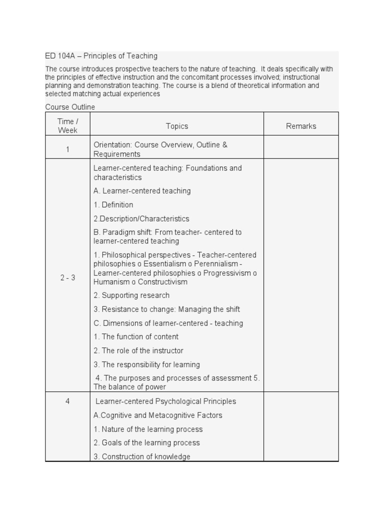 Course Overview | PDF | Teaching Method | Learning