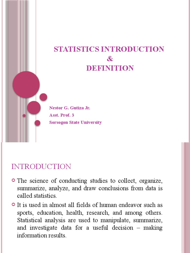 Statistics Introduction | PDF | Level Of Measurement | Statistics
