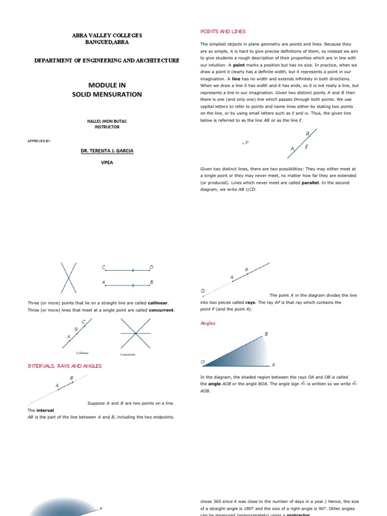 Solid Mensuration Pdf Angle Line Geometry