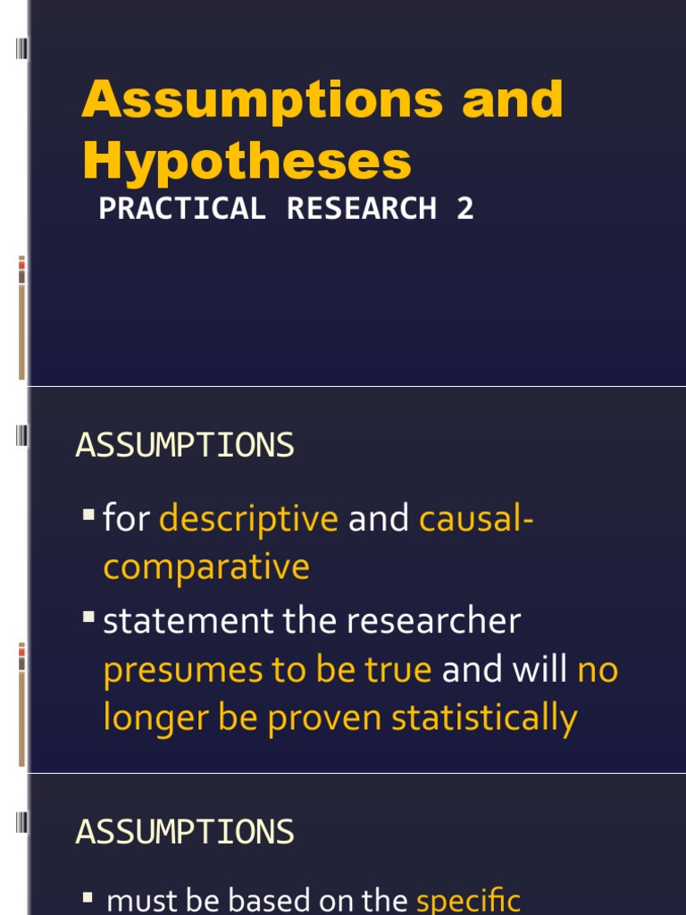 Lesson 10 - Hypotheses and Assumptions | PDF | Wellness | Science ...