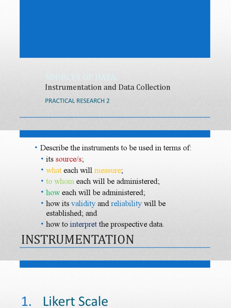 Lesson 14 - Sources of Data - Instrumentation and Data Collection | PDF ...