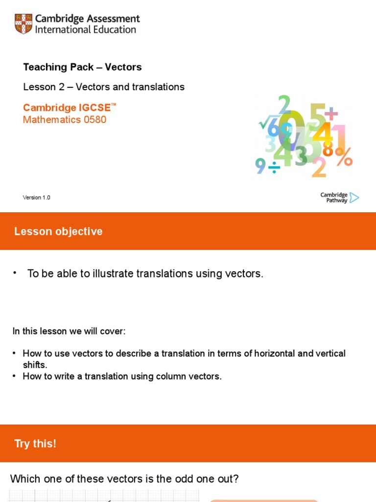 0580 Vectors Lesson2 v1 | PDF