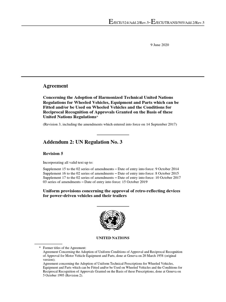 UN Regulation on Retro-Reflecting Devices | PDF | Technology & Engineering