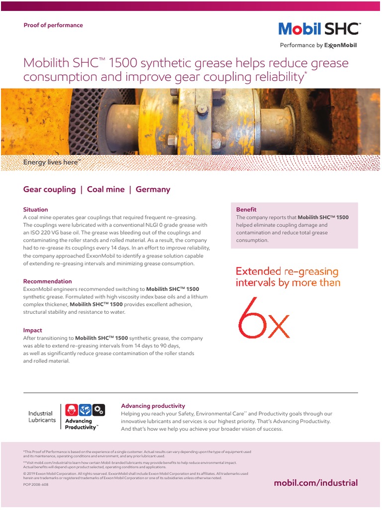 Proof of Performance Mobilith SHC 1500 Zahnradkupplung in Kohleminen ...