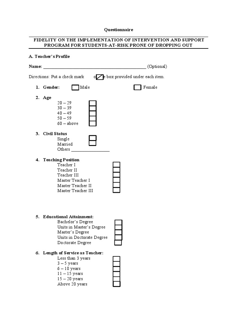 Questionnaire-Action-Research | PDF | Educational Assessment | Academic ...