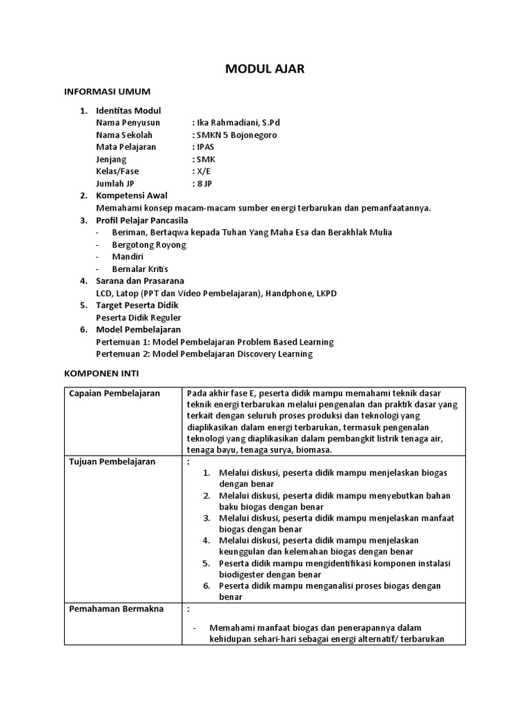 Draft RPP 4 Biogas | PDF | Seni