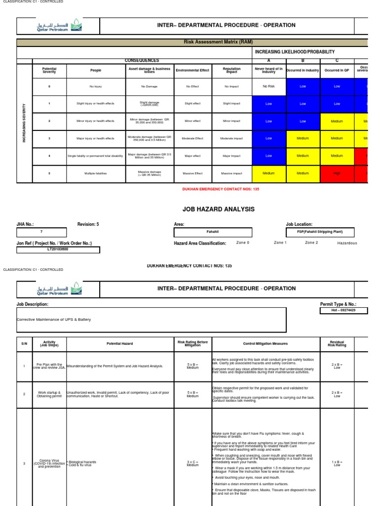Inter - Departmental Procedure Operation: IP-OPS-066 | PDF | Risk | Hazards