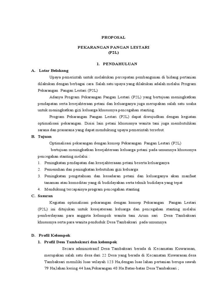 Kebumen - Proposal P2L KWT Arum Sari | PDF