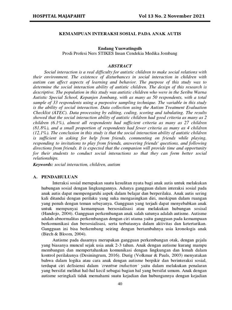 715-Article Text-1916-1-10-20211110 | PDF | Autism | Developmental Disabilities