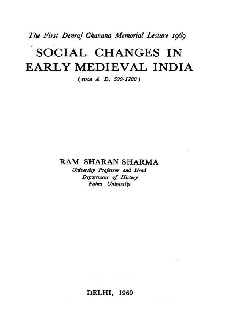 (Devraj Chanana Memorial Lecture, 1st,) Ram Sharan Sharma - Social ...