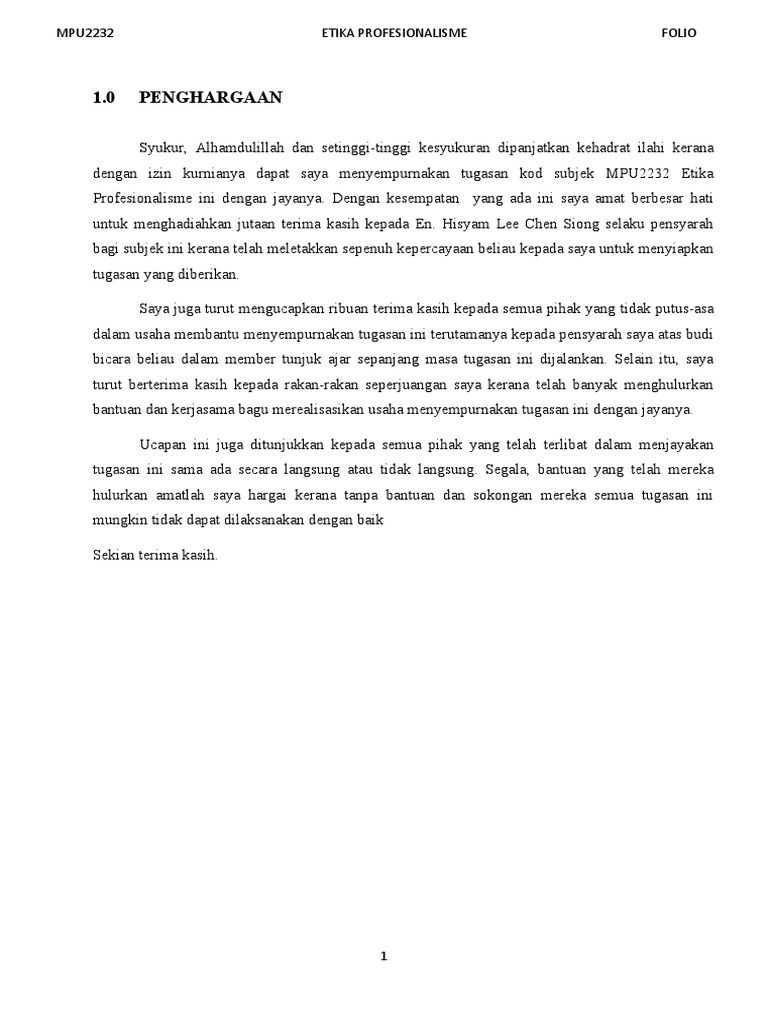 Folio Etika Profesionalisme | PDF