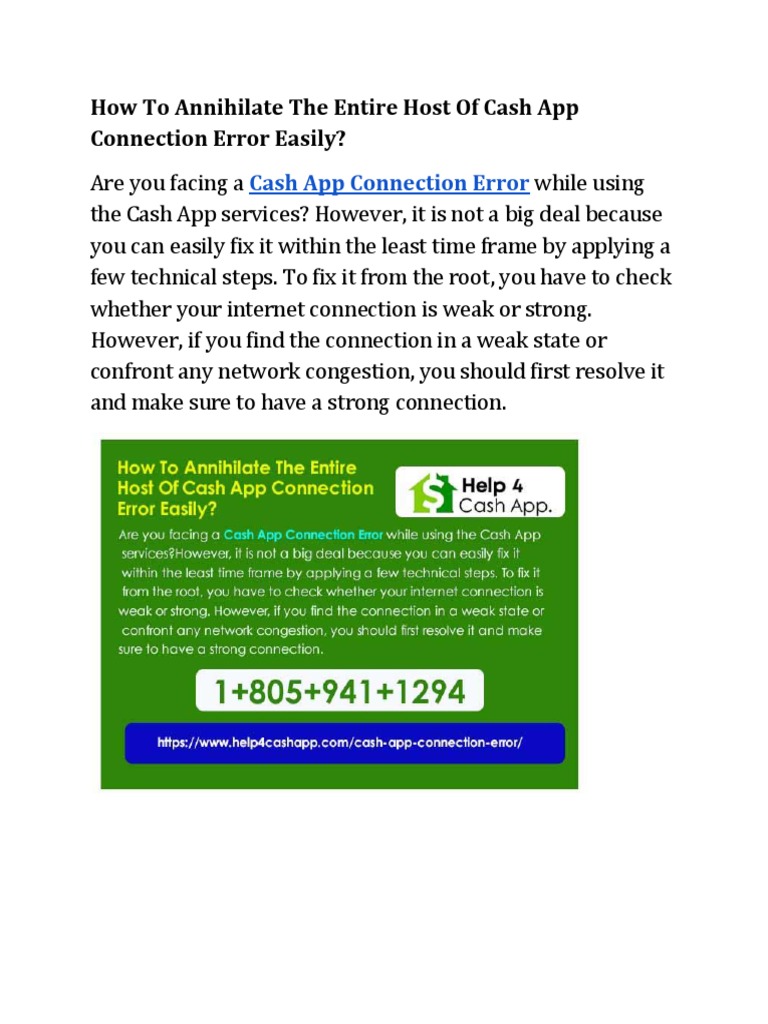 How To Annihilate The Entire Host of Cash App Connection Error Easily ...