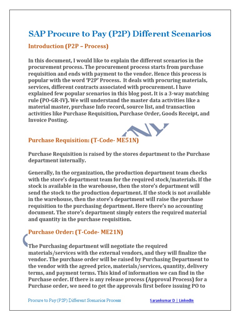 P2P Process in Details | PDF | Receipt | Invoice