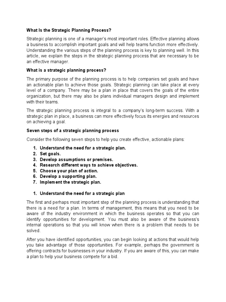 Strategic Planning | PDF | Strategic Planning | Strategic Management