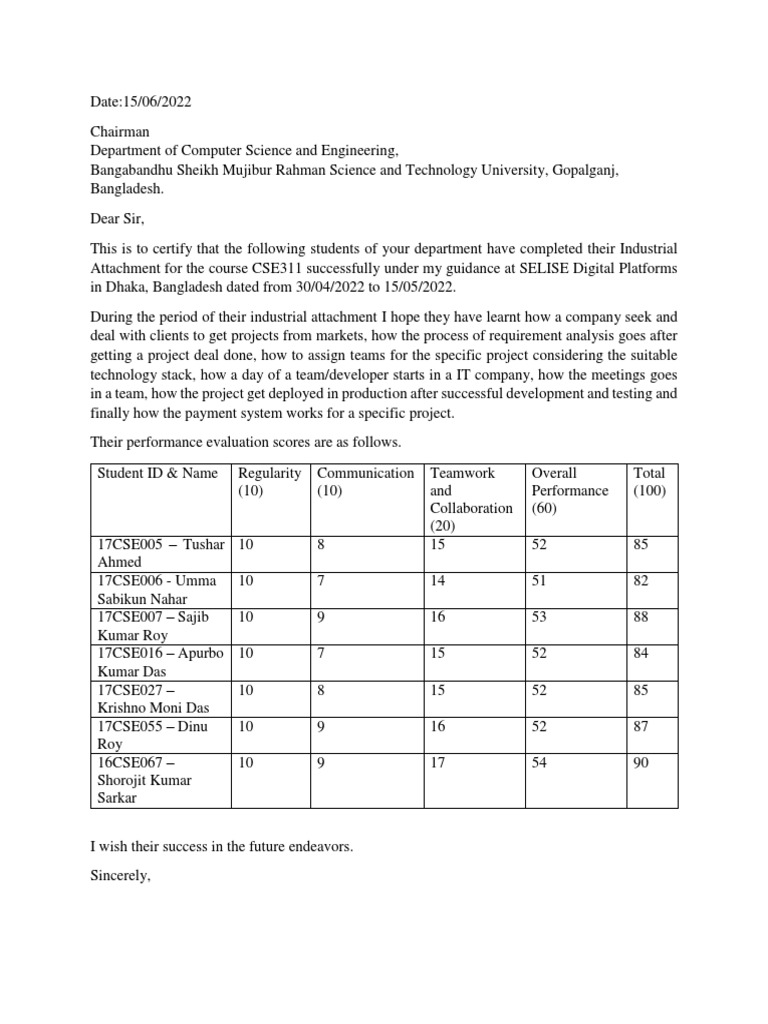 Industrial Attachment | PDF